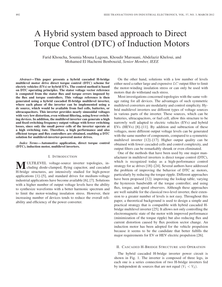 Hybrid DTC for Induction Motors: Multilevel Inverter Approach