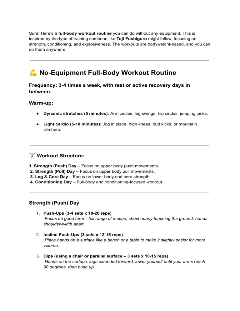 Full-Body No-Equipment Workout Routine