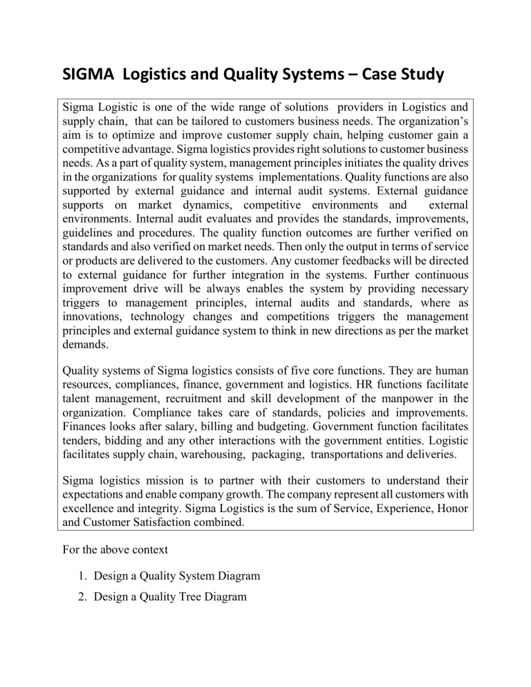 Sigma Logistics: Quality Systems Case Study