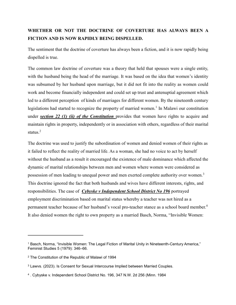 Doctrine of Coverture: History, Impact, and Abolishment