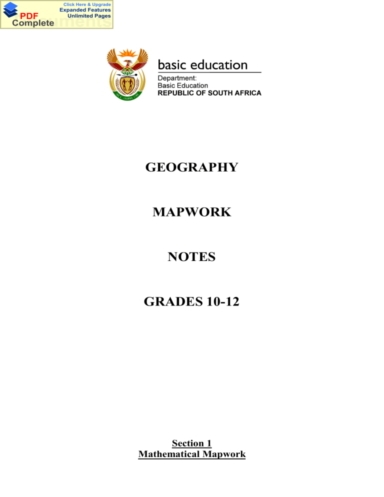 Geography Mapwork Notes Grades 10-12: Mathematical Mapwork