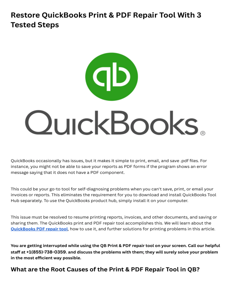 QuickBooks Print & PDF Repair Tool: Fix Printing Issues