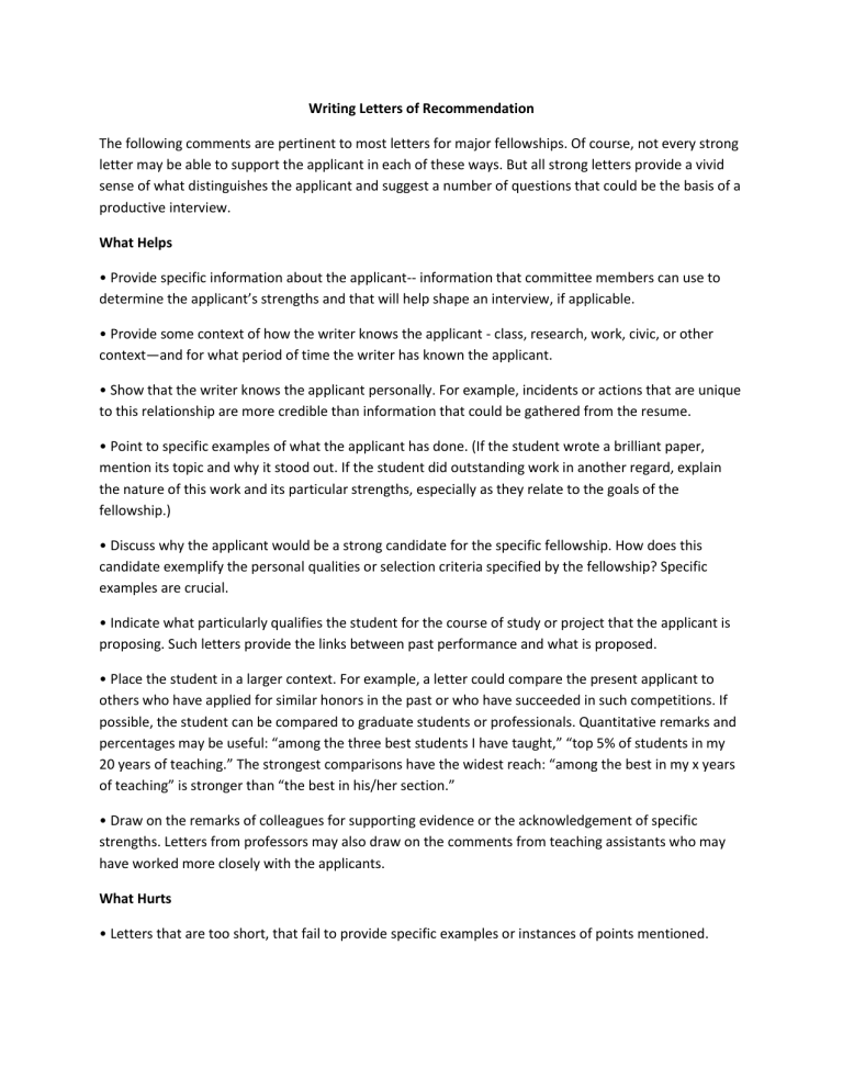 Writing Strong Letters of Recommendation for Fellowships: Tips & Guidelines