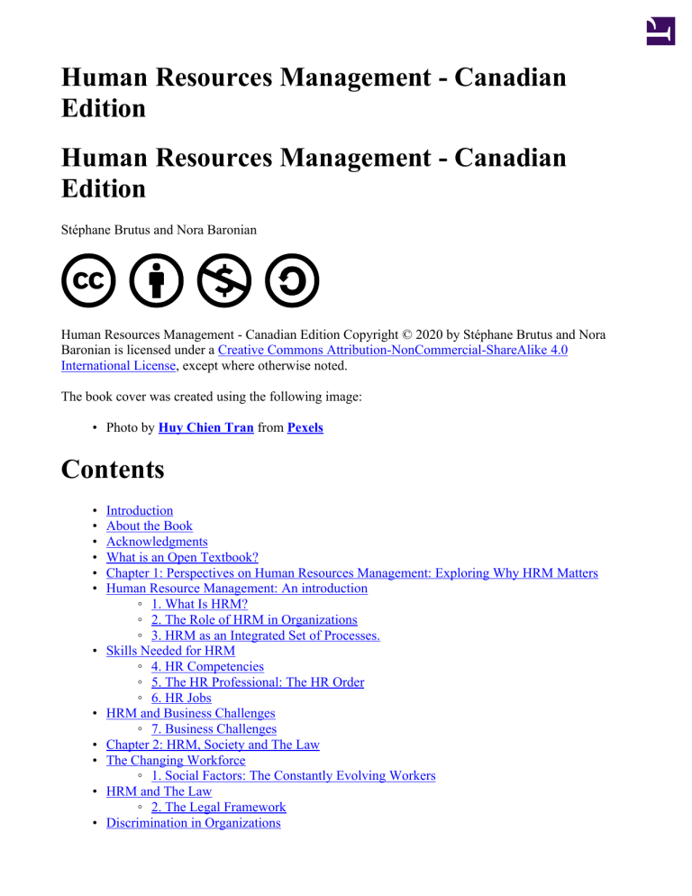 Human Resources Management - Canadian Edition