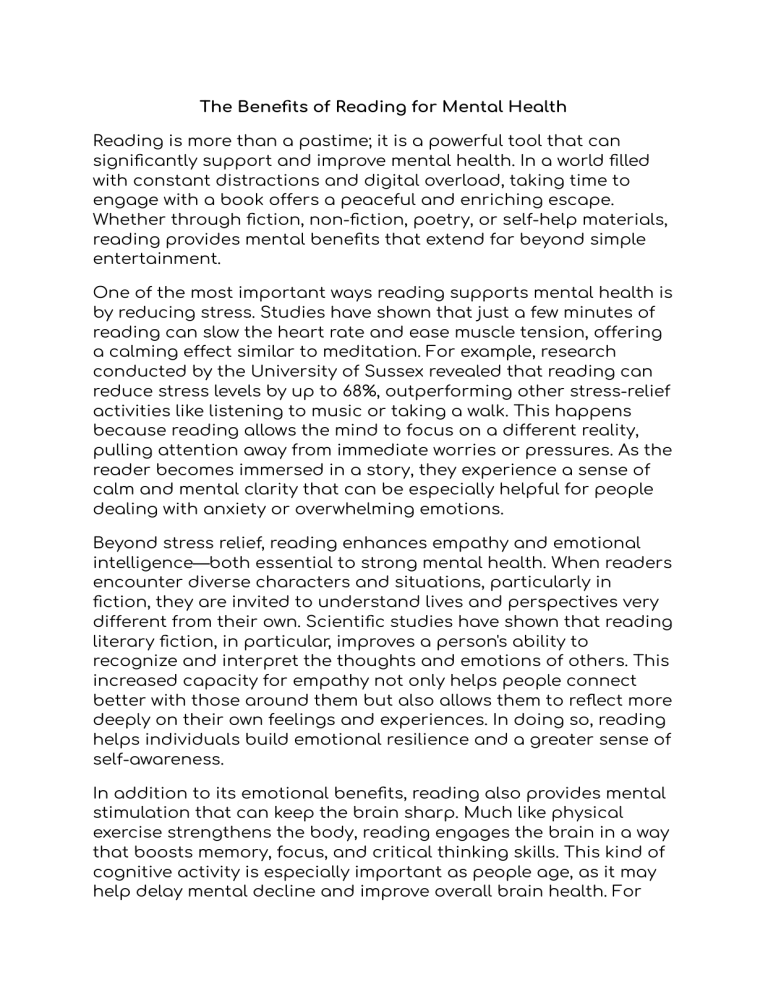 Reading for Mental Health: Benefits & How It Helps