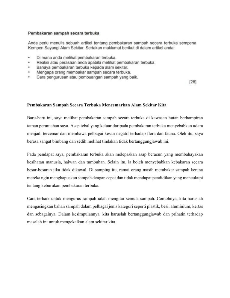 Pembakaran Terbuka: Impak Alam Sekitar & Penyelesaian