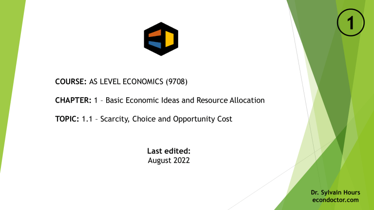 AS Level Economics: Scarcity, Choice & Opportunity Cost