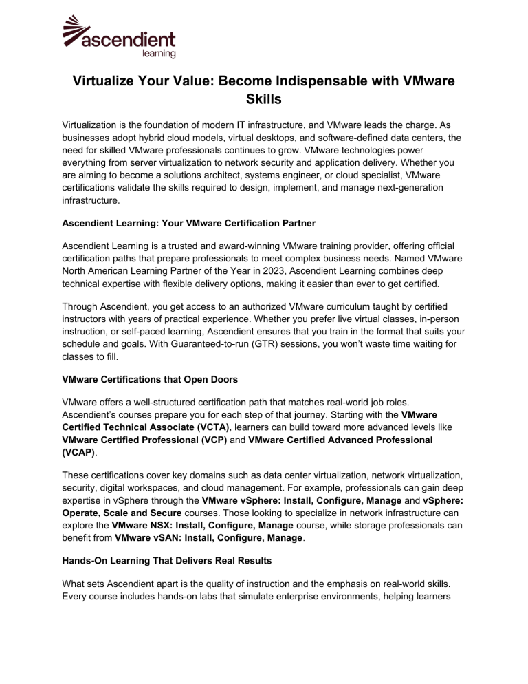 VMware Certification Training with Ascendient Learning