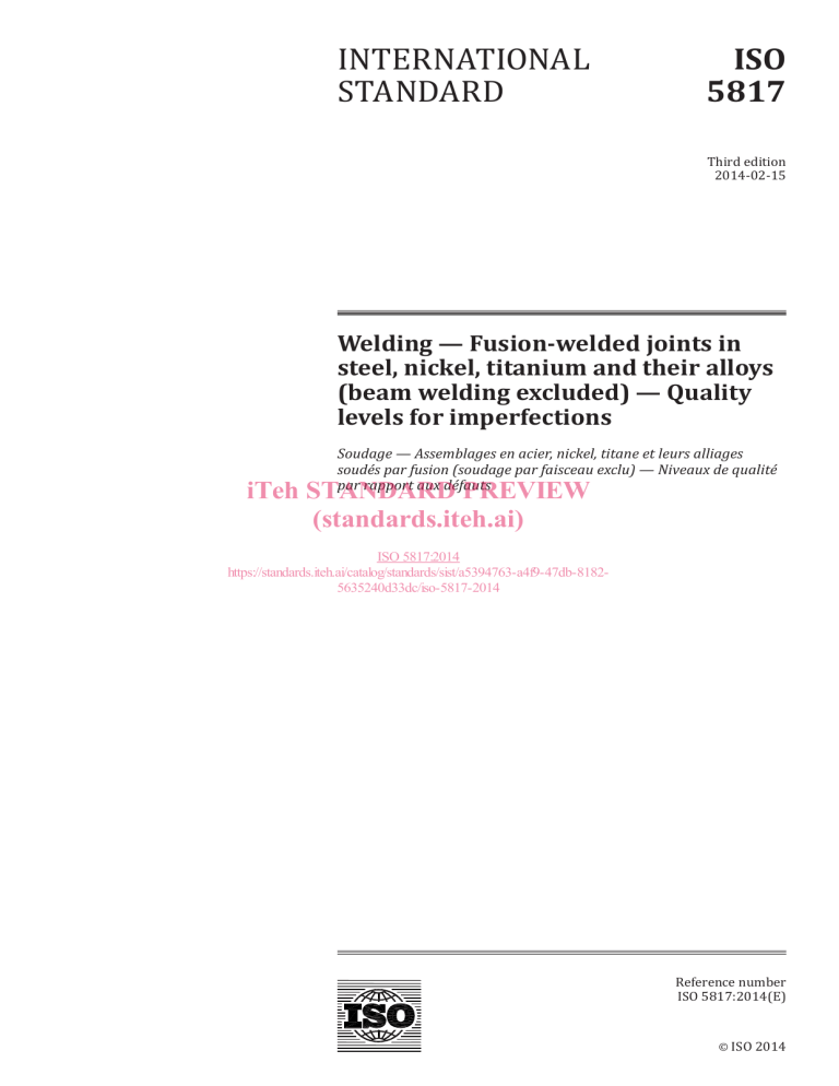 ISO 5817: Welding Quality Levels for Imperfections
