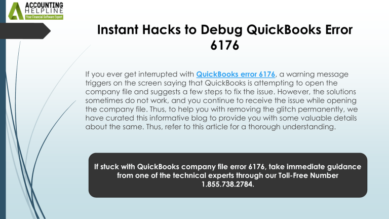 QuickBooks Error 6176: Instant Debugging Hacks