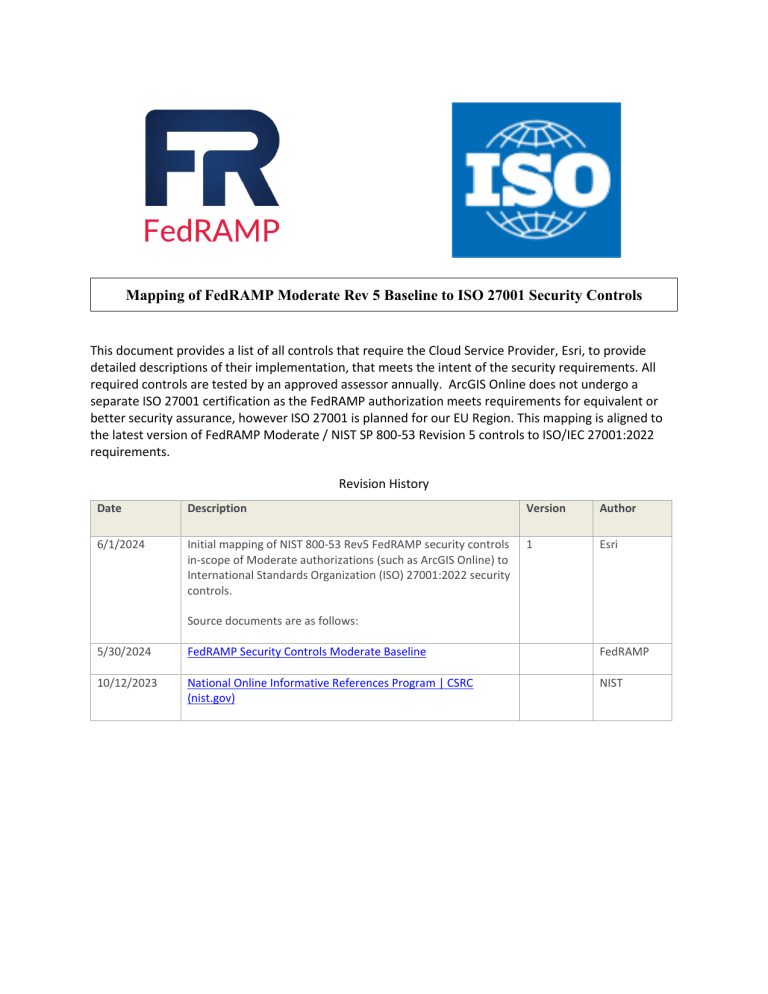 FedRAMP to ISO 27001 Security Controls Mapping