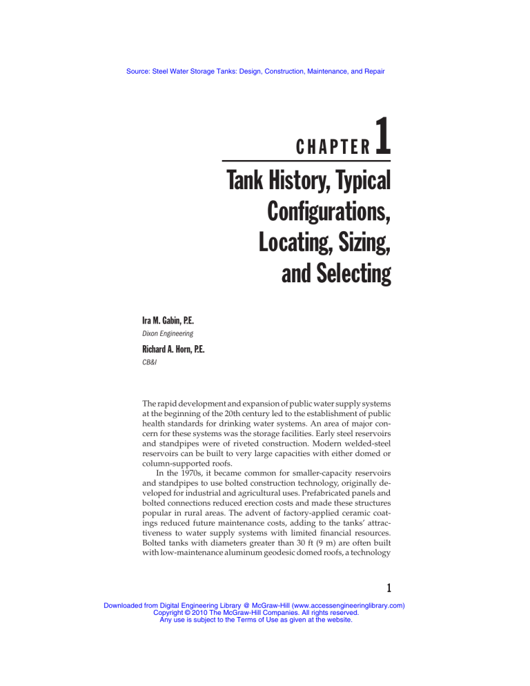 Steel Water Storage Tanks: History, Design & Selection