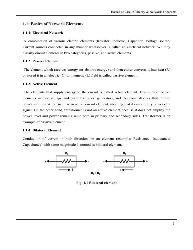 Circuit Theory Basics: Network Elements & Theorems