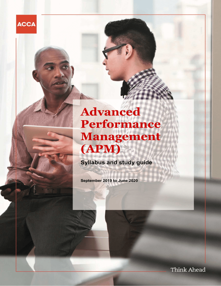 ACCA Advanced Performance Management (APM) Syllabus & Study Guide 2019-2020