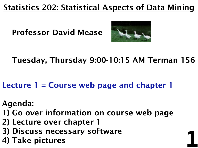 Data Mining: Statistical Aspects - Lecture 1