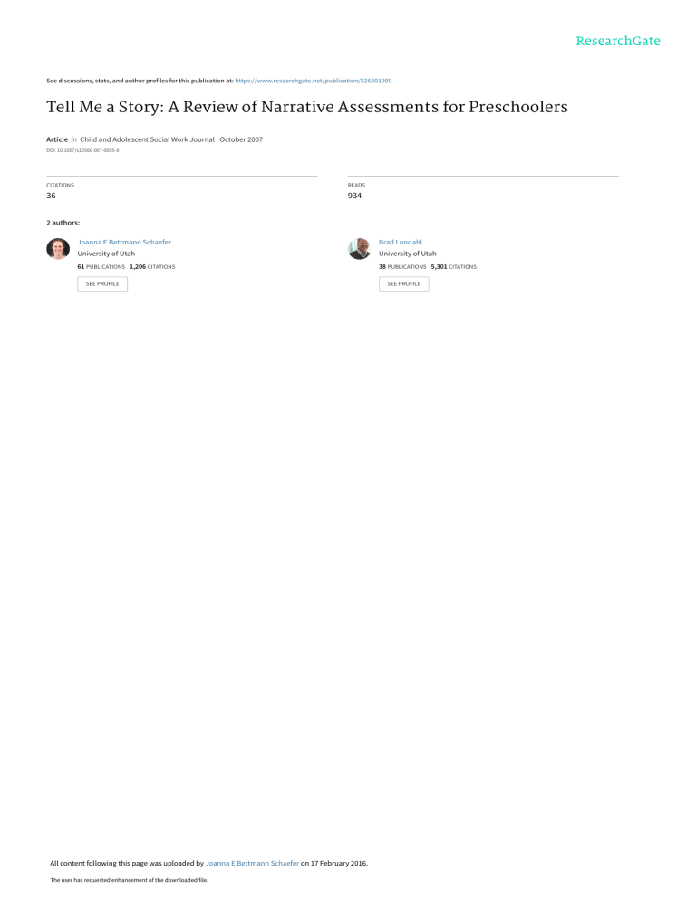 Narrative Assessments for Preschoolers: A Review