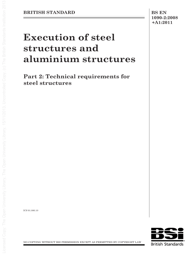 BS EN 1090-2: Steel Structure Execution Standard