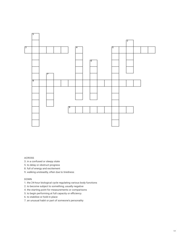 Crossword Puzzle: Vocabulary & Problem Solving