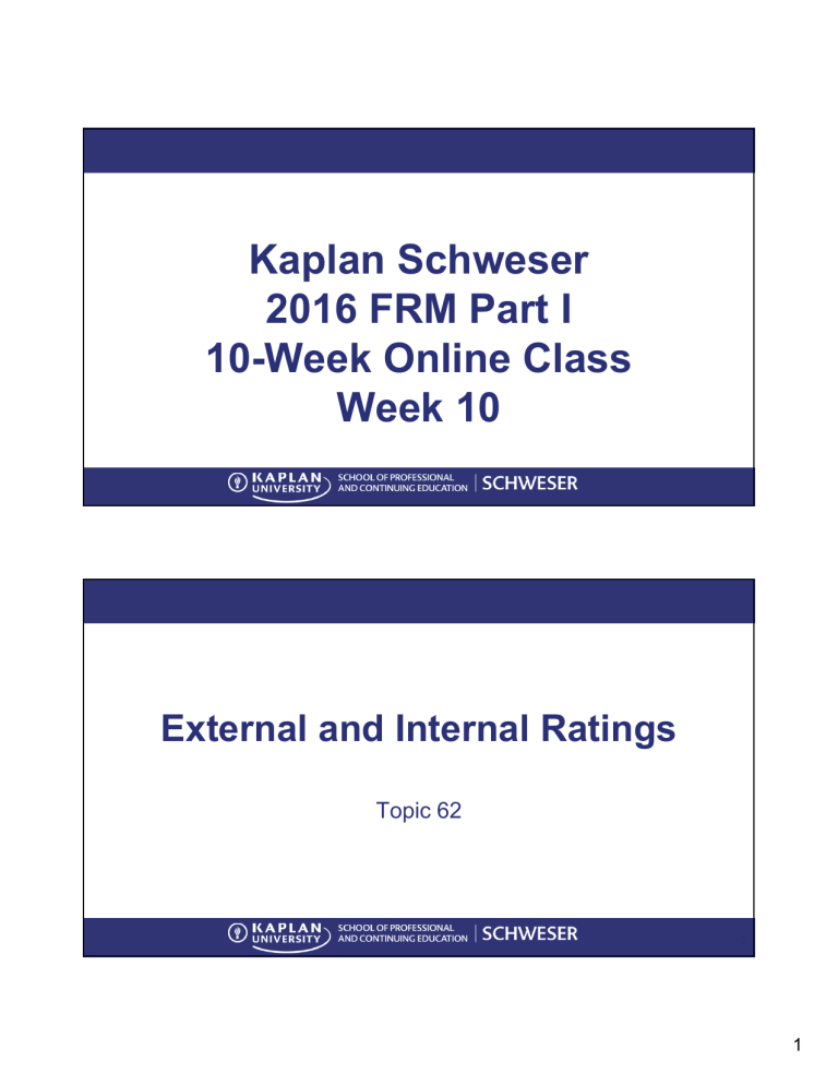 Fixed Income Investments & Credit Ratings: FRM Part I