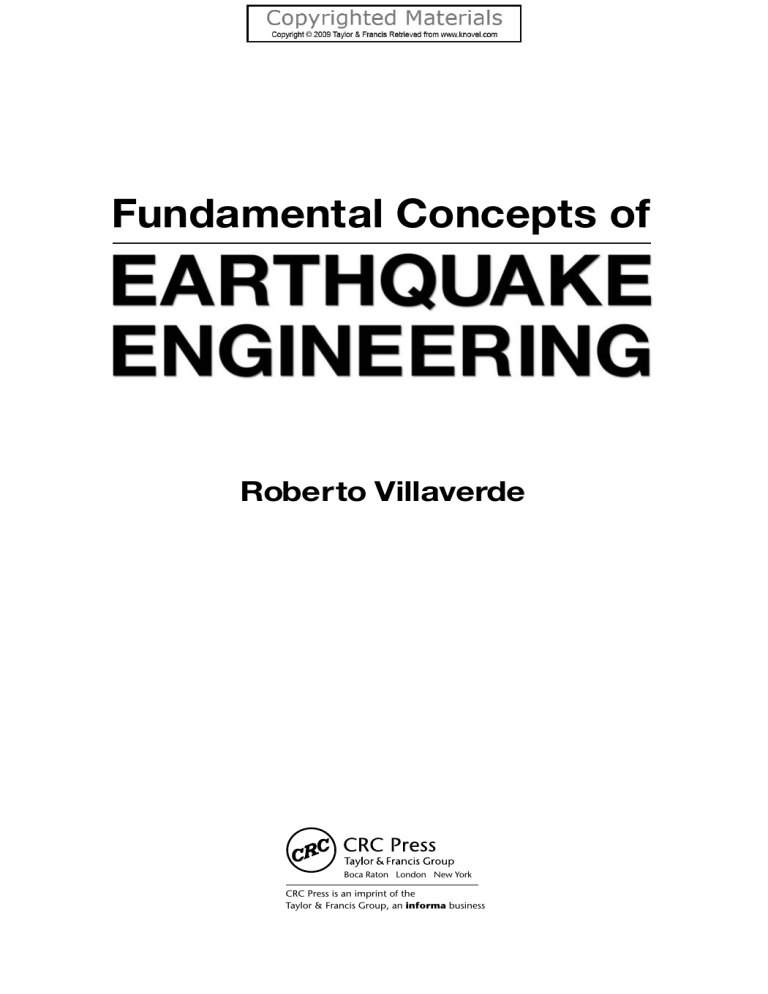 Earthquake Engineering Fundamentals: Textbook by Villaverde