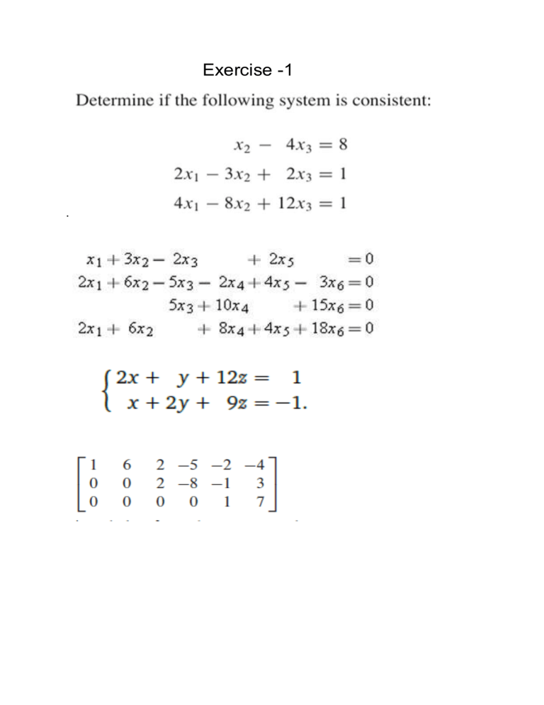 Linear Systems Consistency Exercises