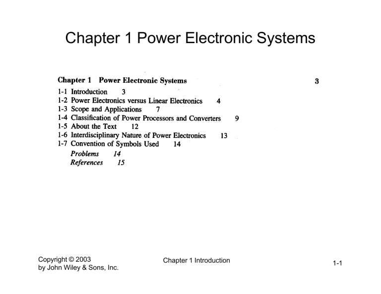 Power Electronic Systems: Introduction & Overview