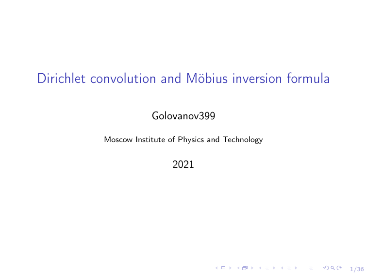 Dirichlet Convolution & Möbius Inversion Formula