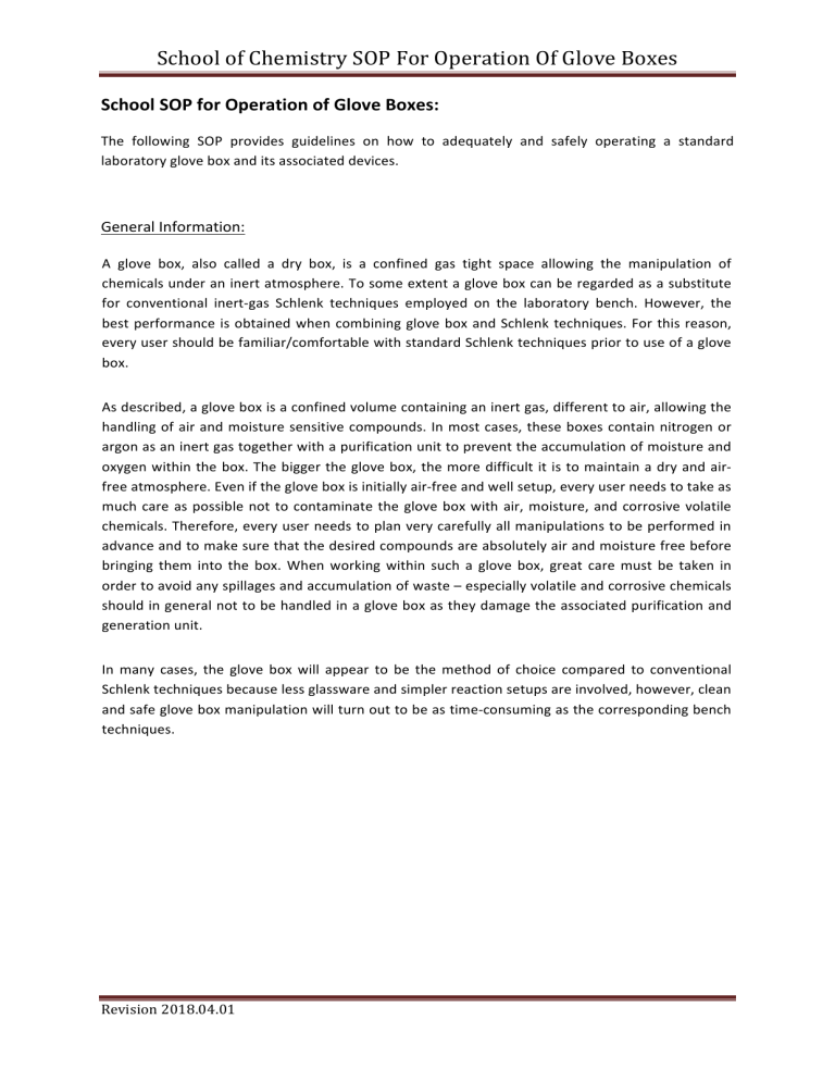 Glove Box Operation SOP - Chemistry Lab Safety
