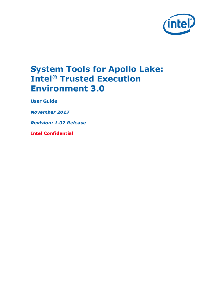 Intel TXE 3.0 User Guide for Apollo Lake