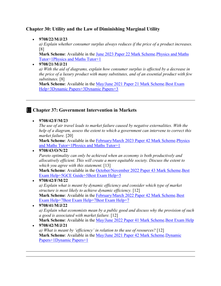 Economics Exam Questions & Mark Schemes - CIE