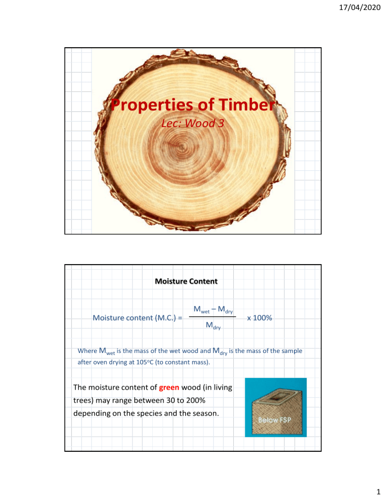 Timber Properties: Moisture Content & Shrinkage