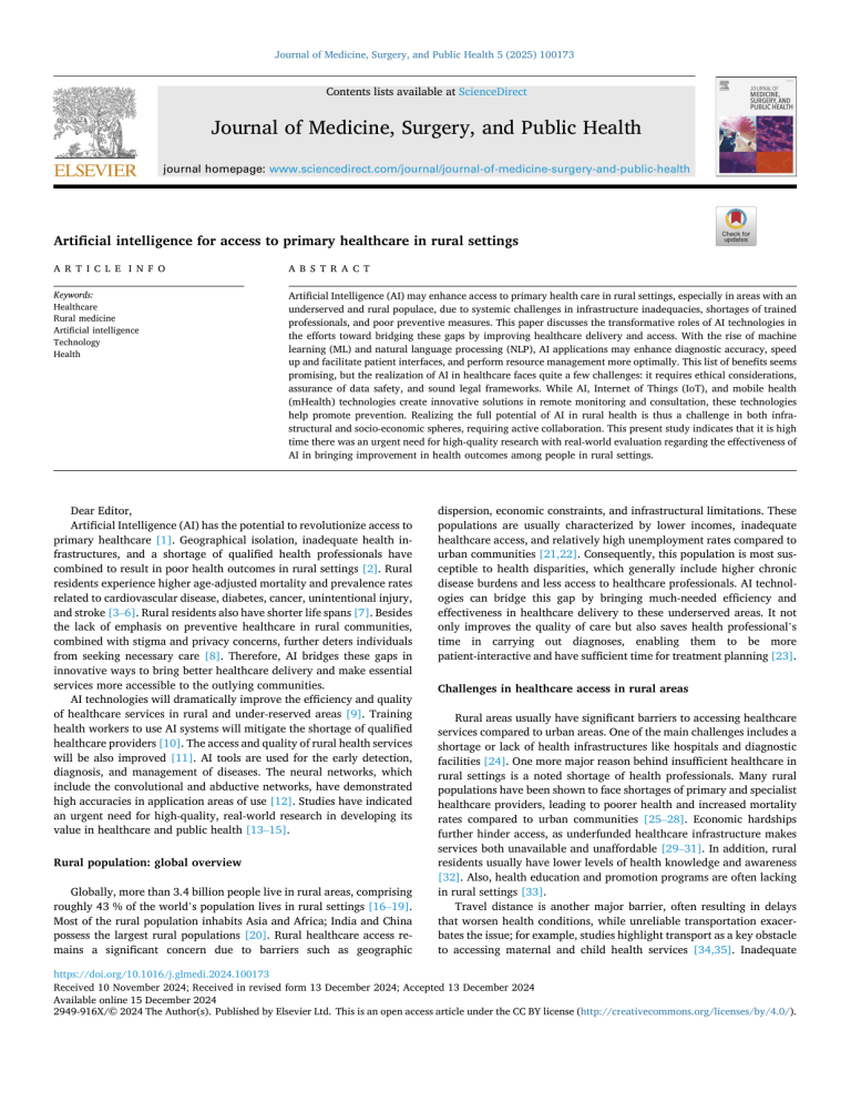 AI in Rural Healthcare: Improving Access & Outcomes