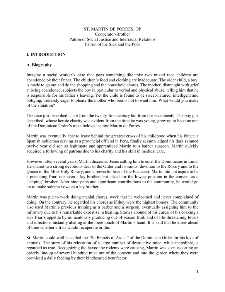 St. Martin de Porres: Biography, Charity, and Miracles