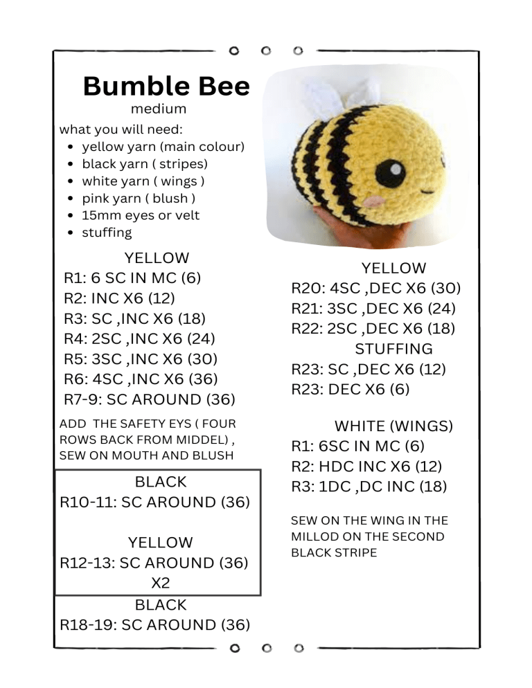 Bumble Bee Crochet Pattern - Easy Amigurumi Tutorial