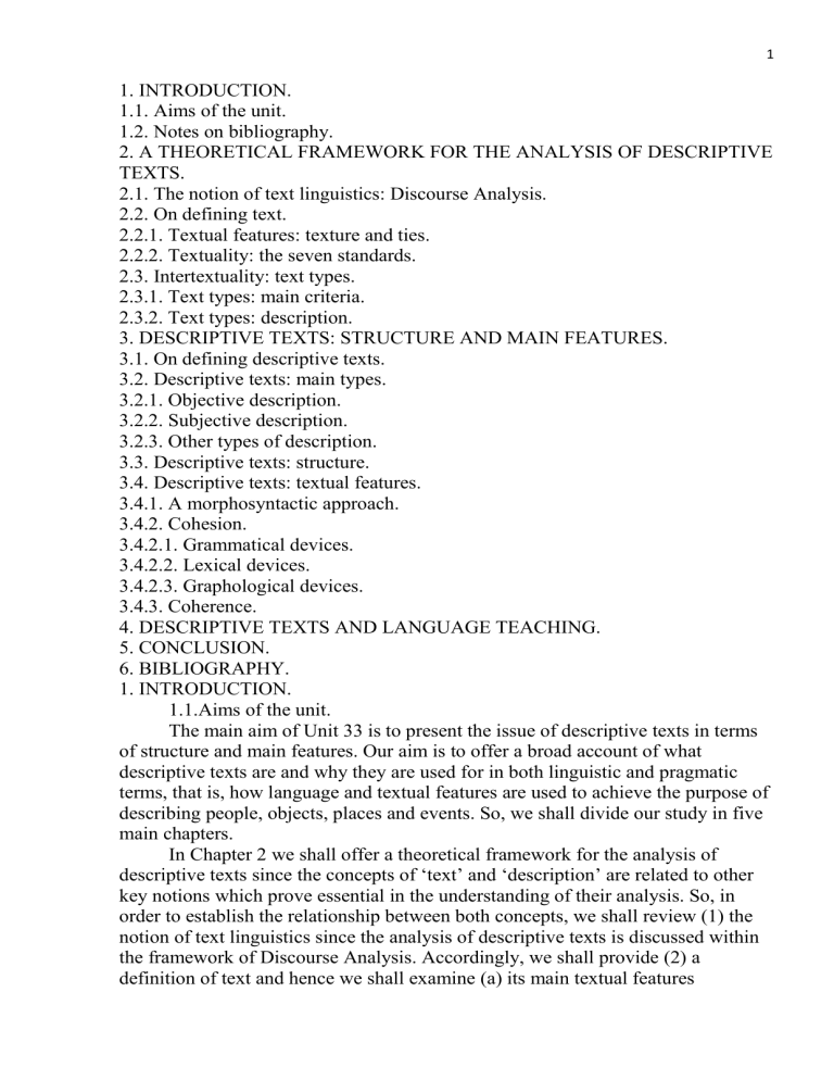 Descriptive Texts: Analysis, Structure & Language Teaching