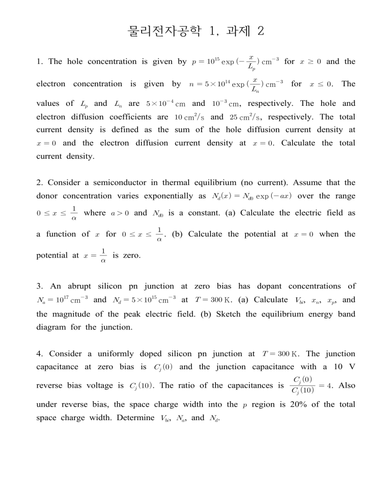 Physical Electronics Assignment: Semiconductor Physics