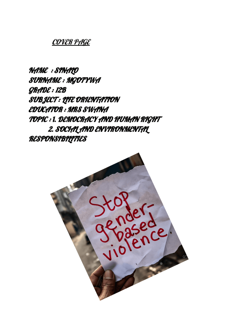 Life Orientation Assignment: Democracy & Human Rights