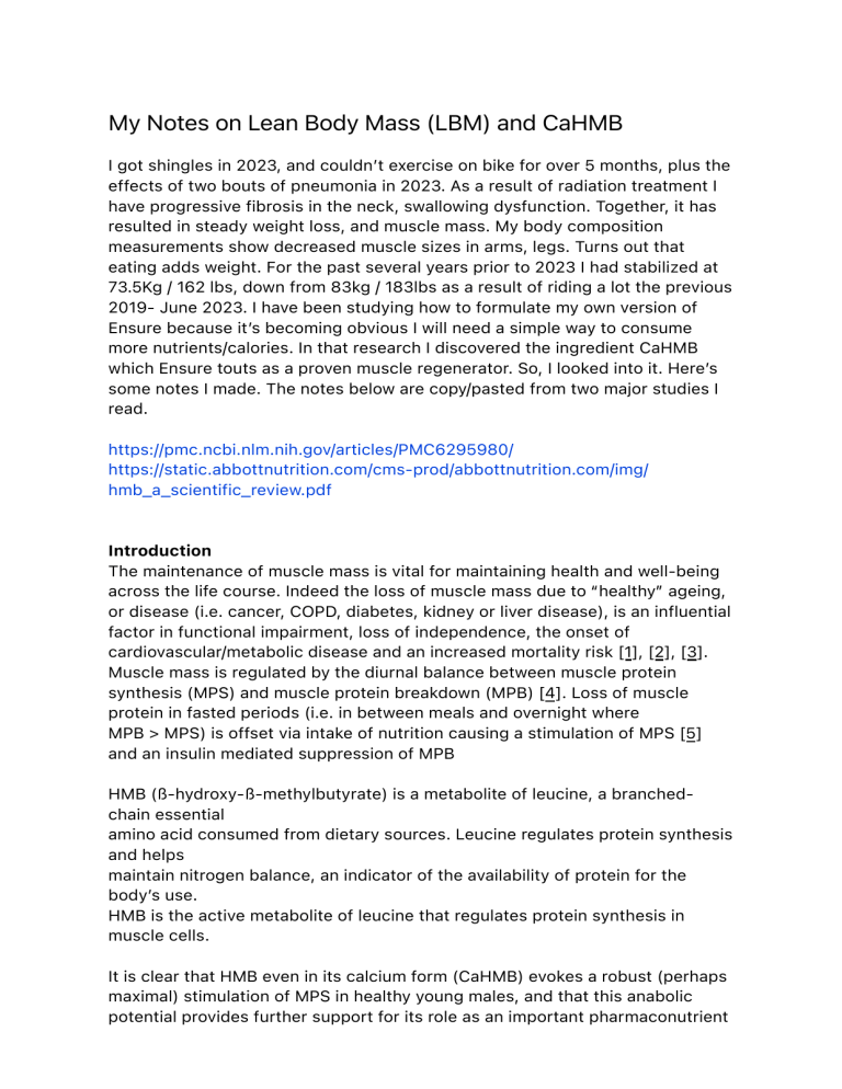 LBM & CaHMB: Muscle Mass, Protein Synthesis, & HMB Supplementation