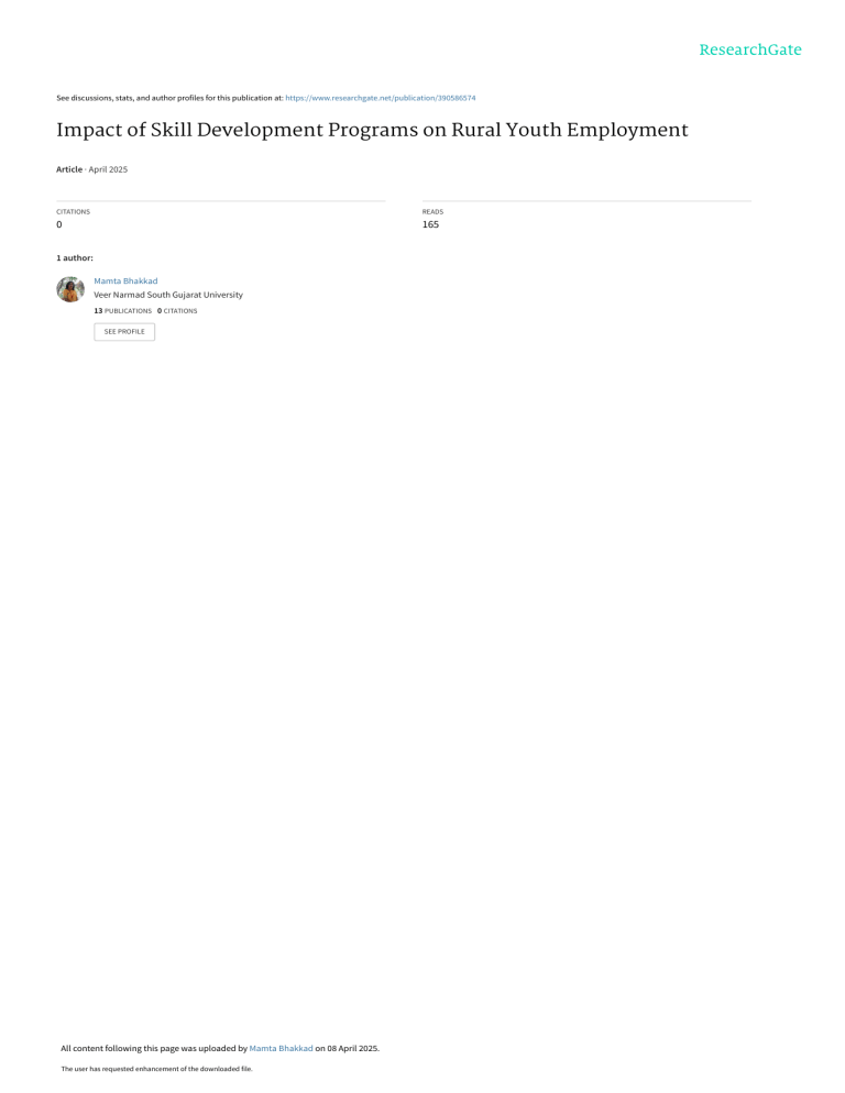 Skill Development Programs & Rural Youth Employment Impact