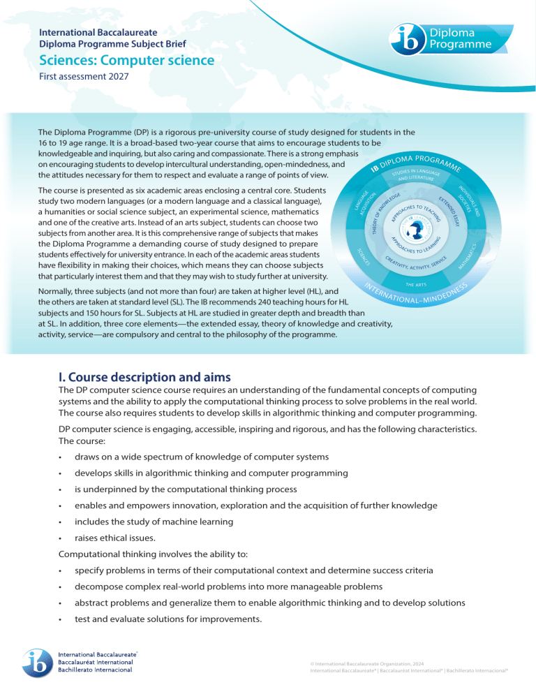 IB Computer Science Subject Brief: First Assessment 2027
