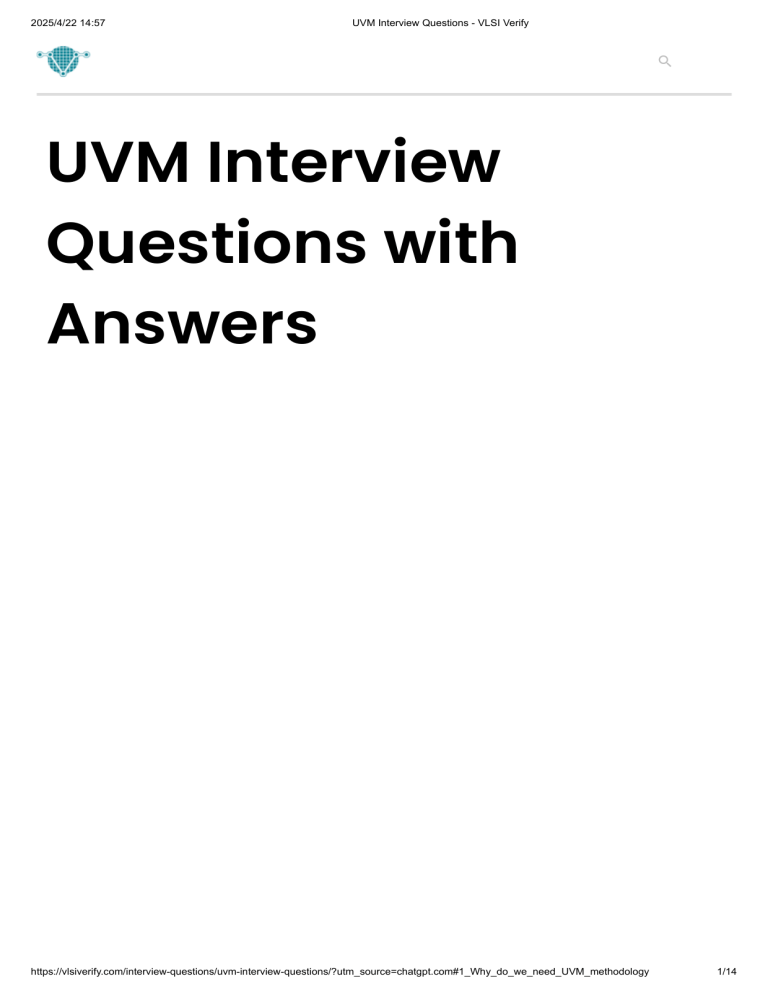 UVM Interview Questions and Answers for VLSI Verification