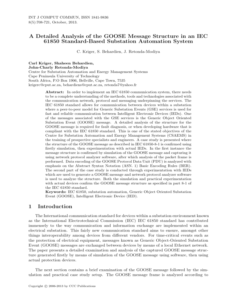 IEC 61850 GOOSE Message Structure Analysis