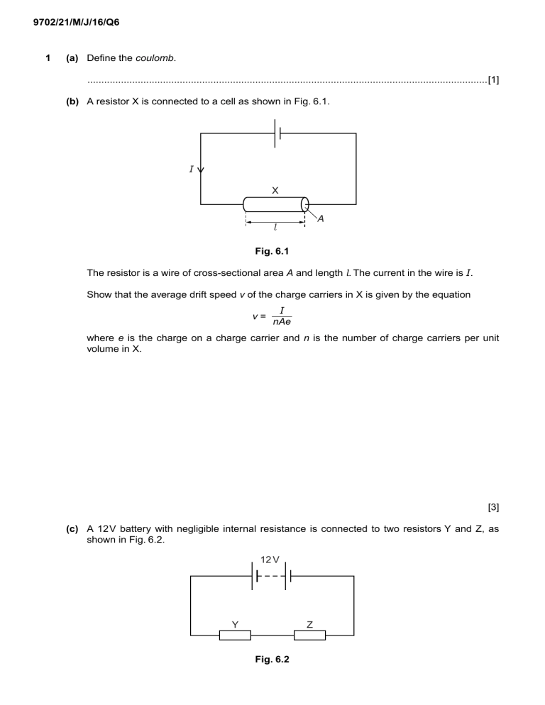 Electricity Exam Paper: Circuits & Drift Velocity