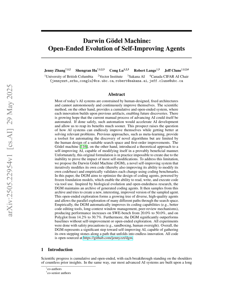 Darwin Gödel Machine: Self-Improving AI Coding Agents