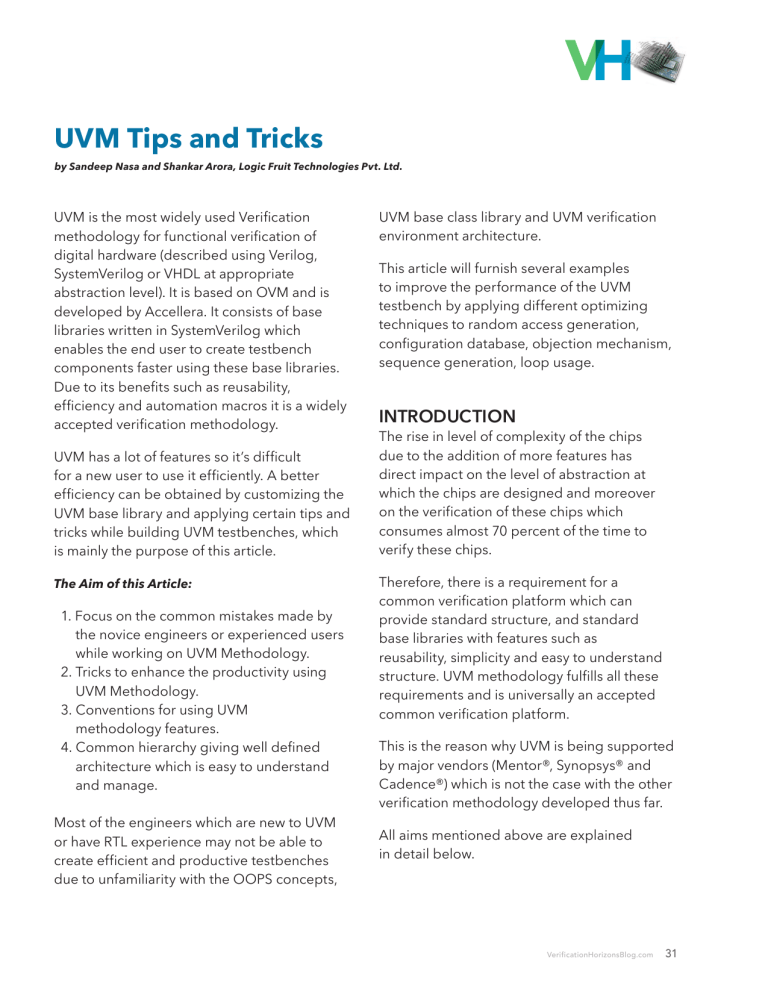 UVM Tips and Tricks: Improve Verification Efficiency