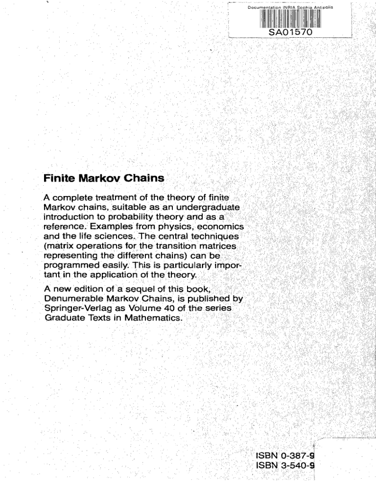 Finite Markov Chains Textbook