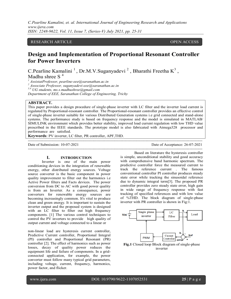 PR Controller Design for Power Inverters