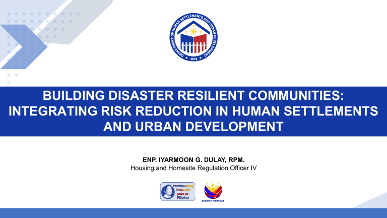 Disaster Resilient Communities: Risk Reduction in Urban Planning