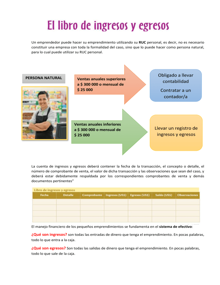 Libro de Ingresos y Egresos para Emprendedores