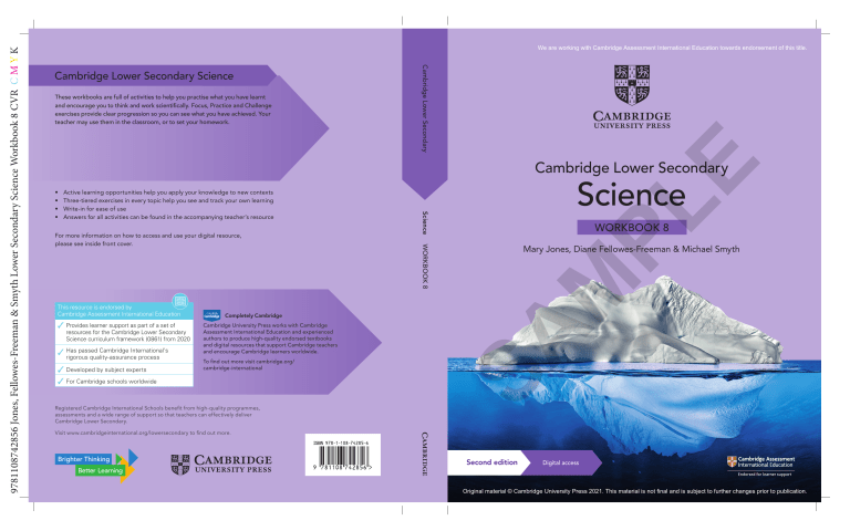 Cambridge Lower Secondary Science Workbook 8